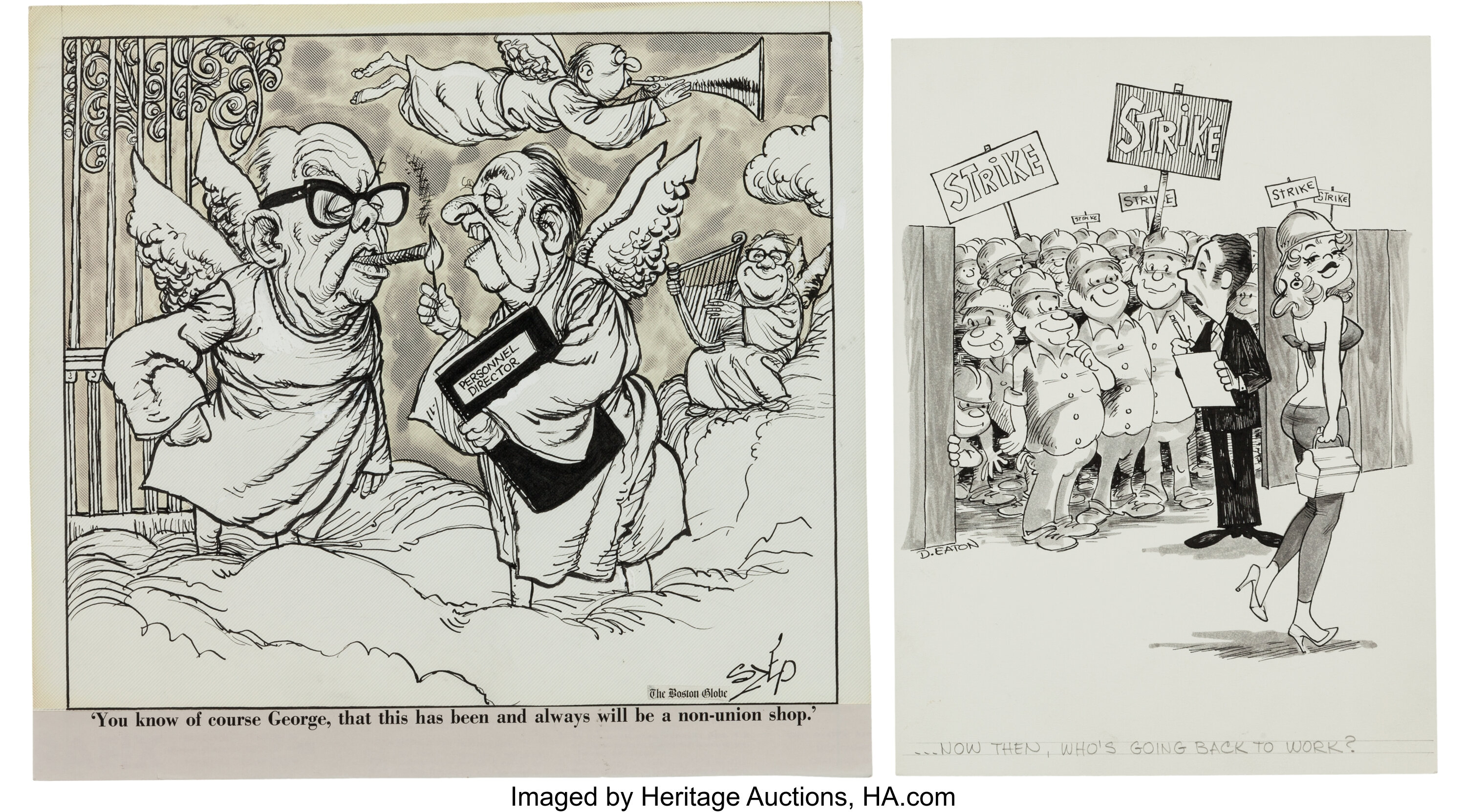 Union Related Editorial and Gag Cartoon Original Art Group | Lot #11601 ...