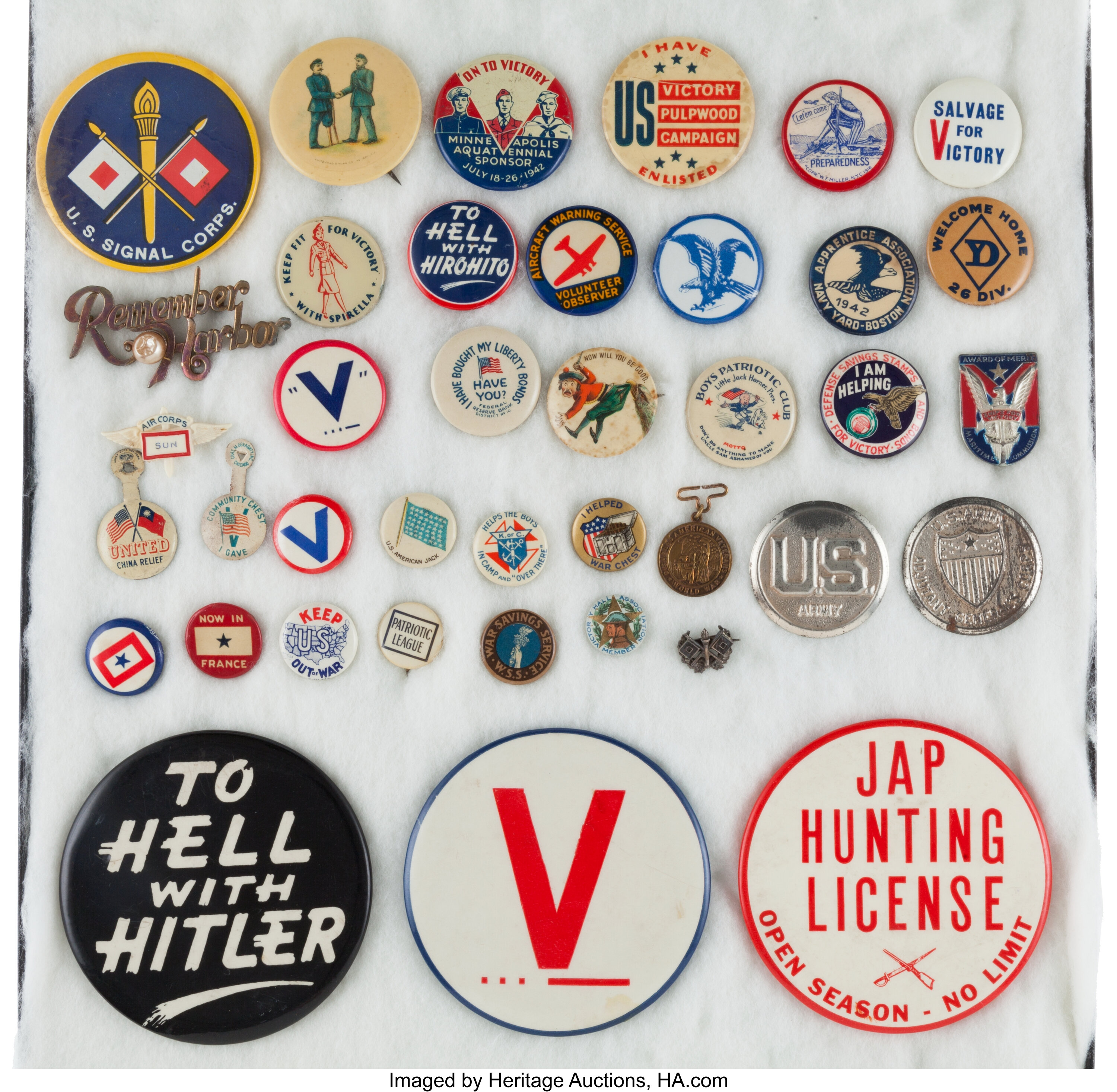 Large Lot of Thirty-Nine U.S. WWII Patriotic Buttons and Pins ...