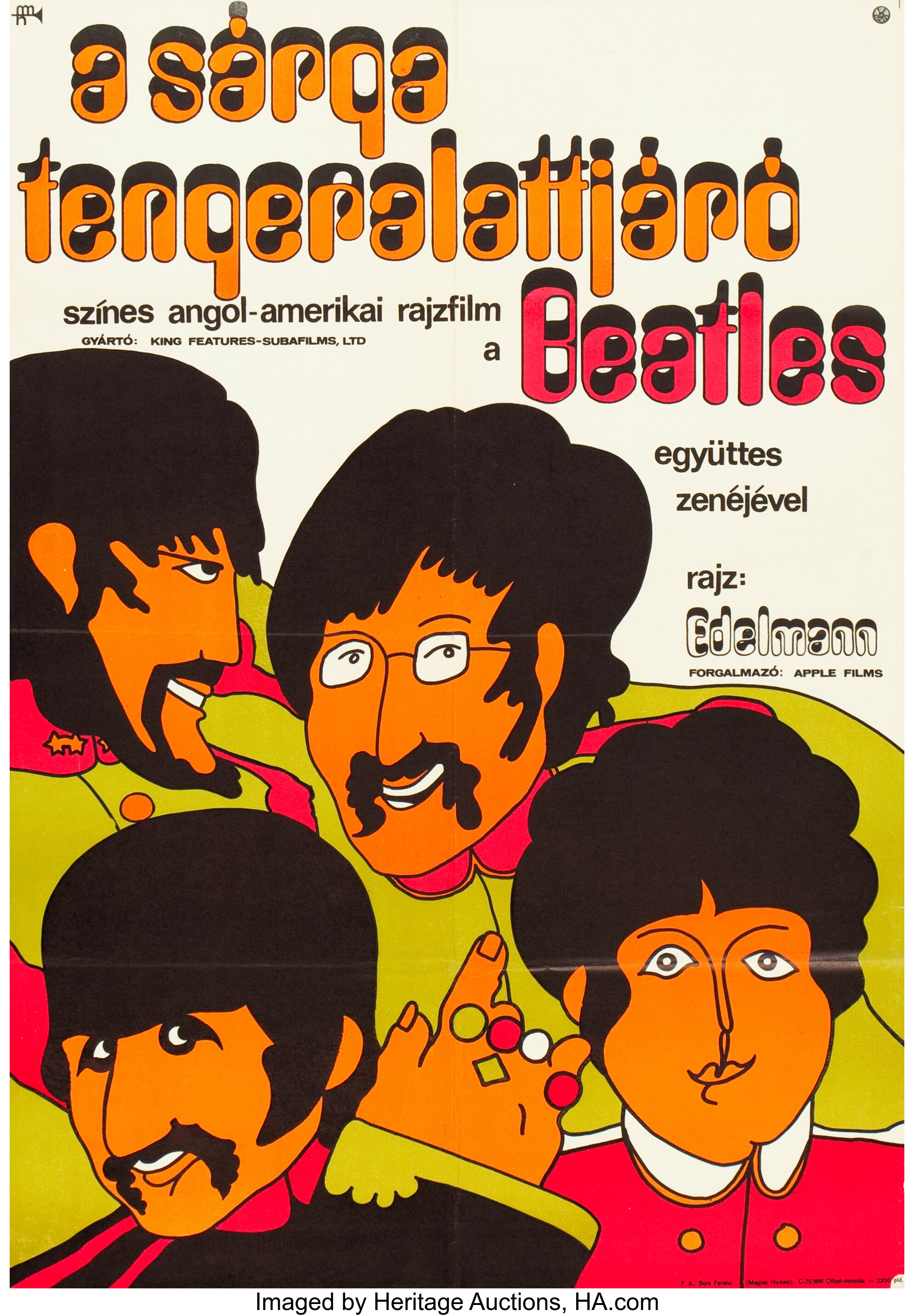 Yellow Submarine (Apple Films, 1970s). Hungarian Poster (22" X | Lot ...