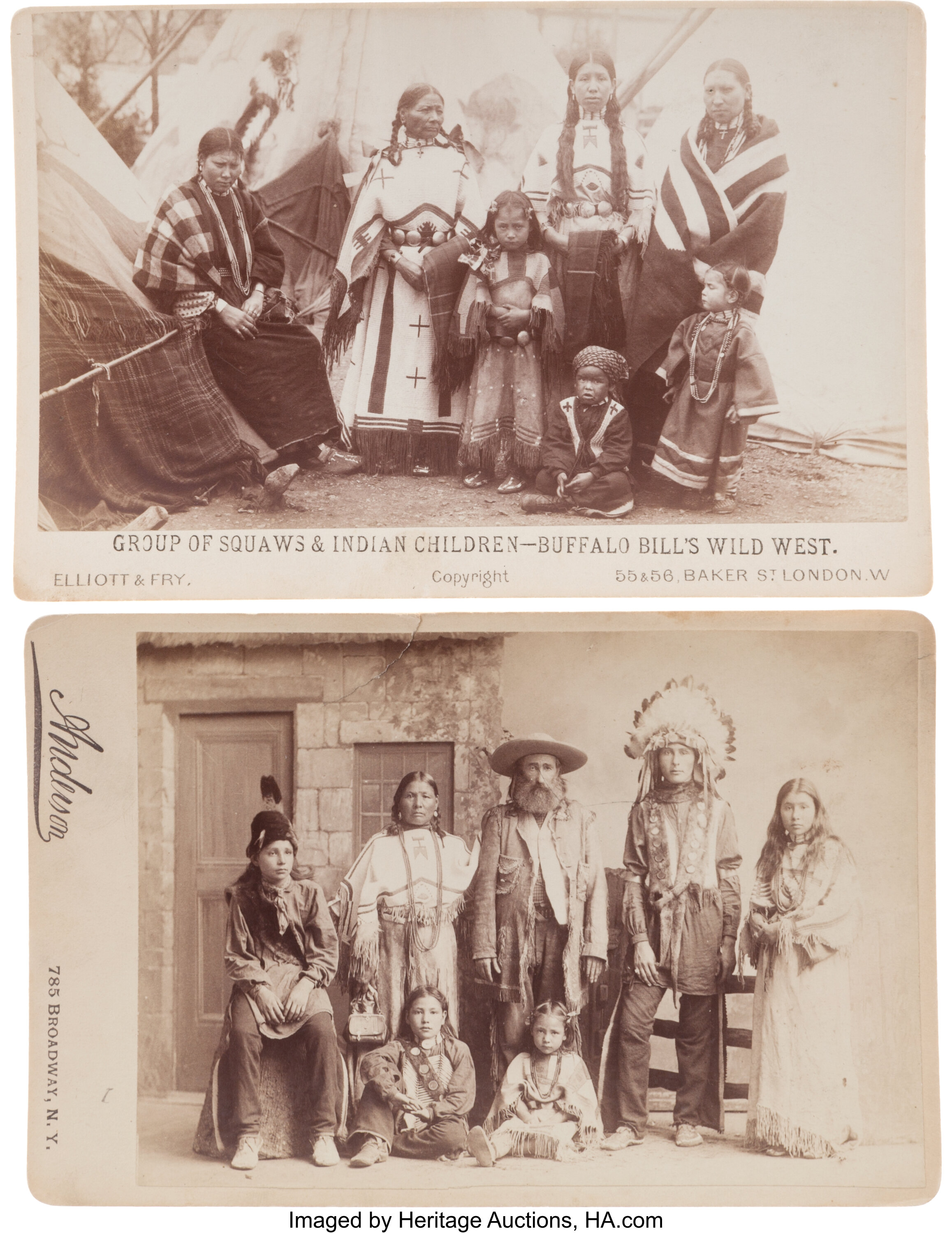 Two Cabinet Photos, John Y. Nelson Family and Indian Women and | Lot ...