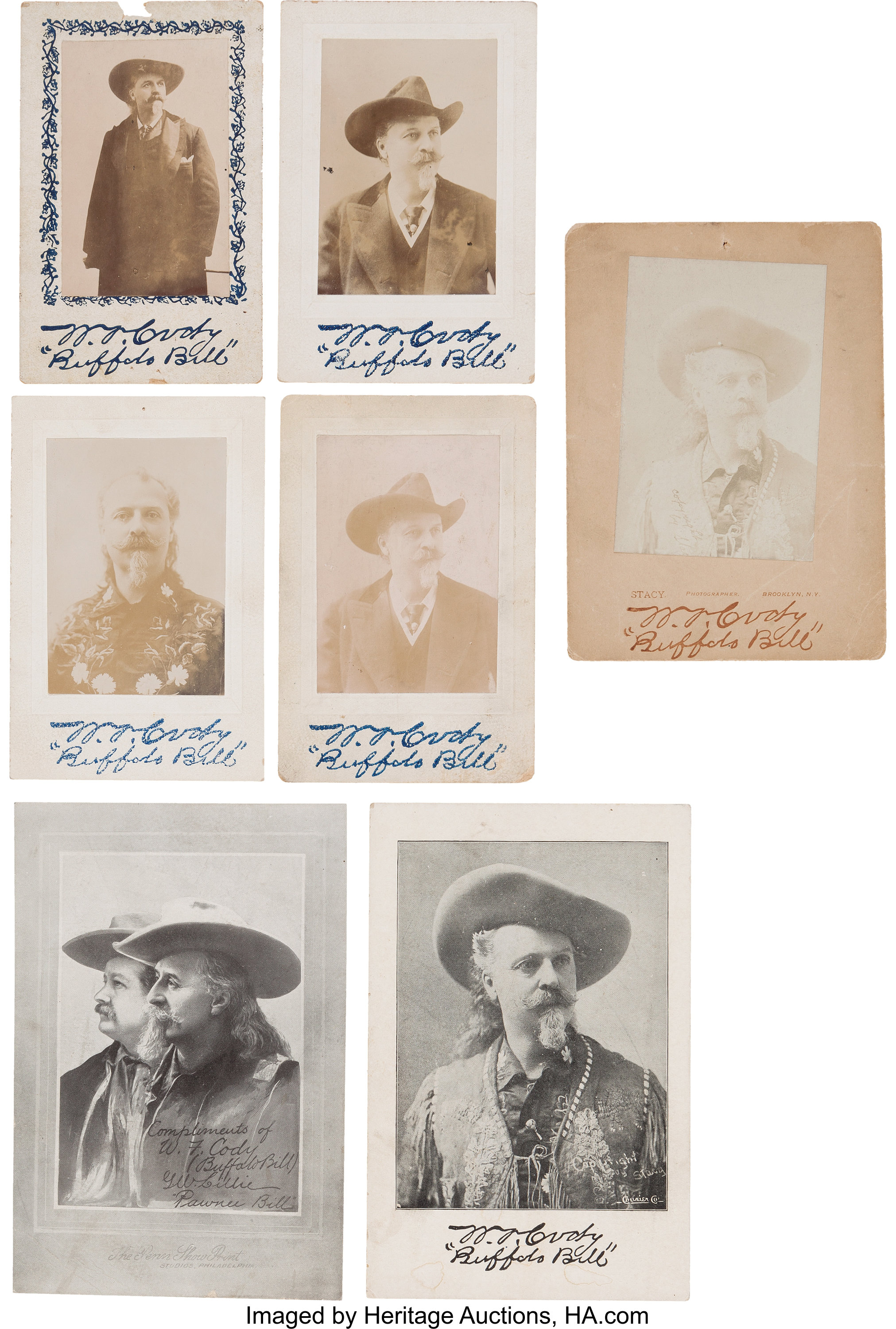 Buffalo Bill Wild West: Seven Portrait Photo Cards.... (Total: 7 | Lot ...