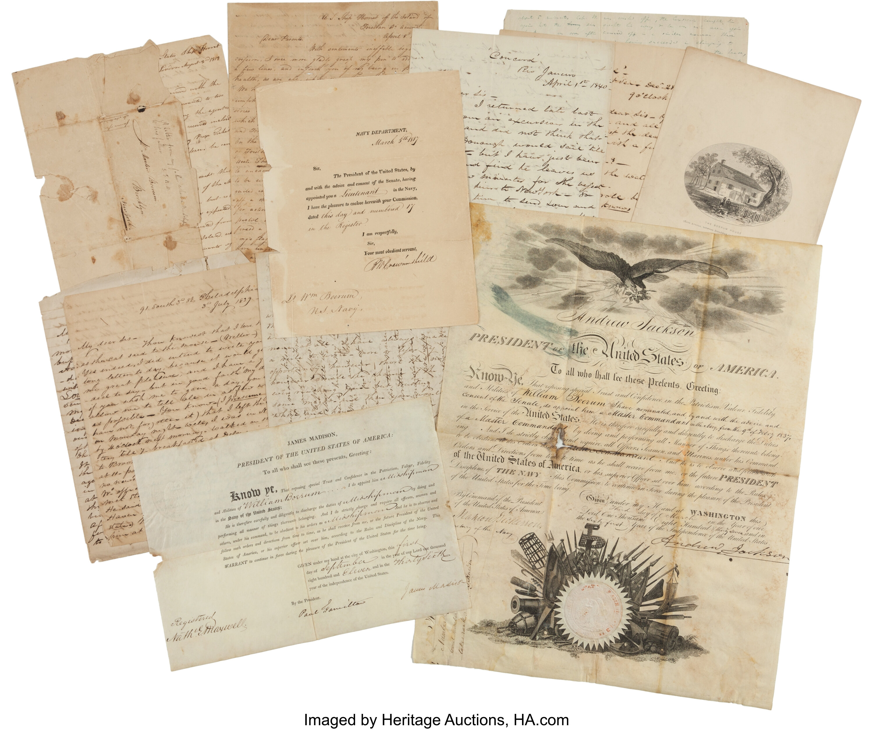 [War of 1812]. William Boerum Naval Archive... Autographs Military ...