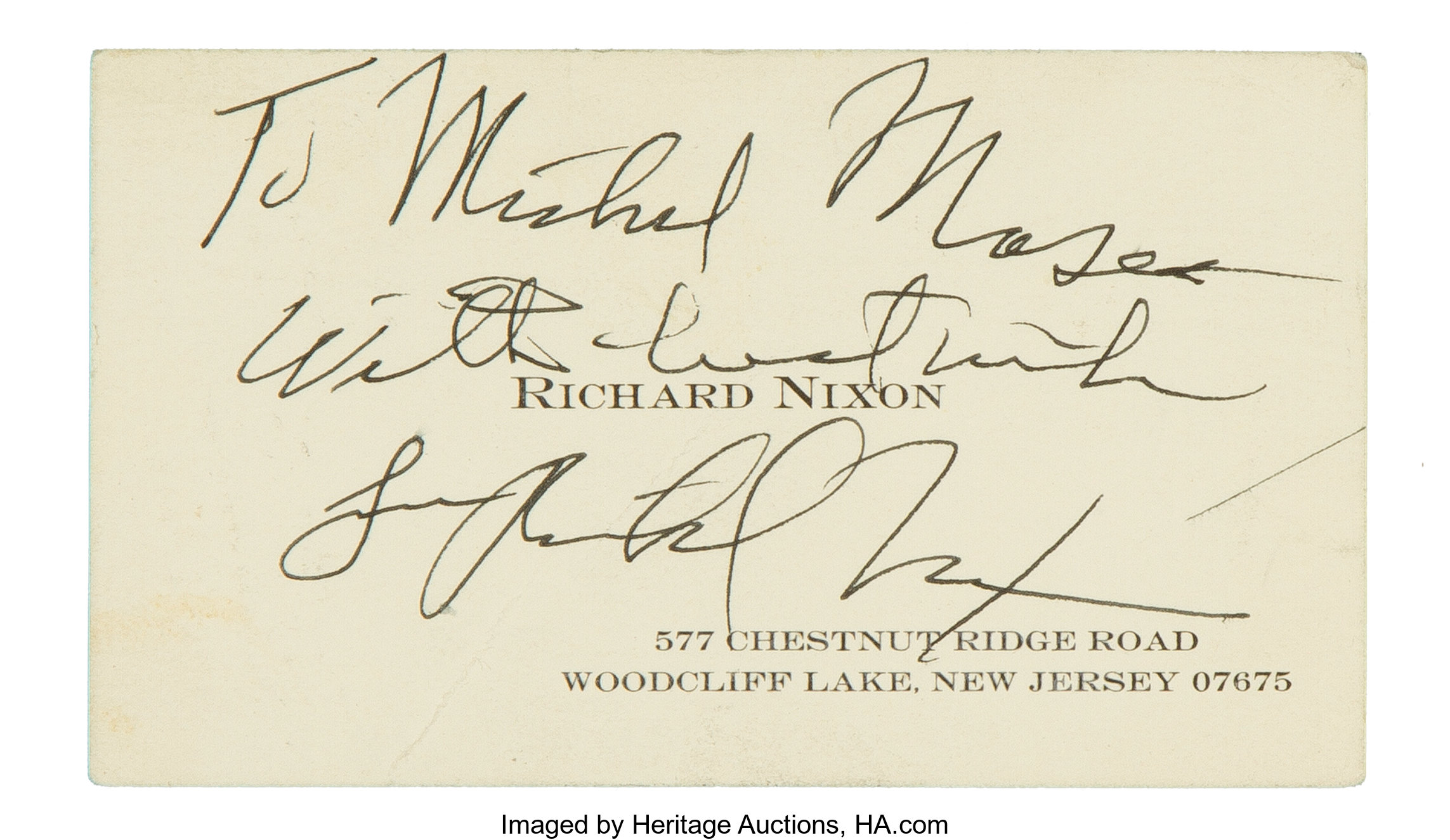 Richard Nixon: Signed Personal Card. ... Autographs U.S. Presidents ...