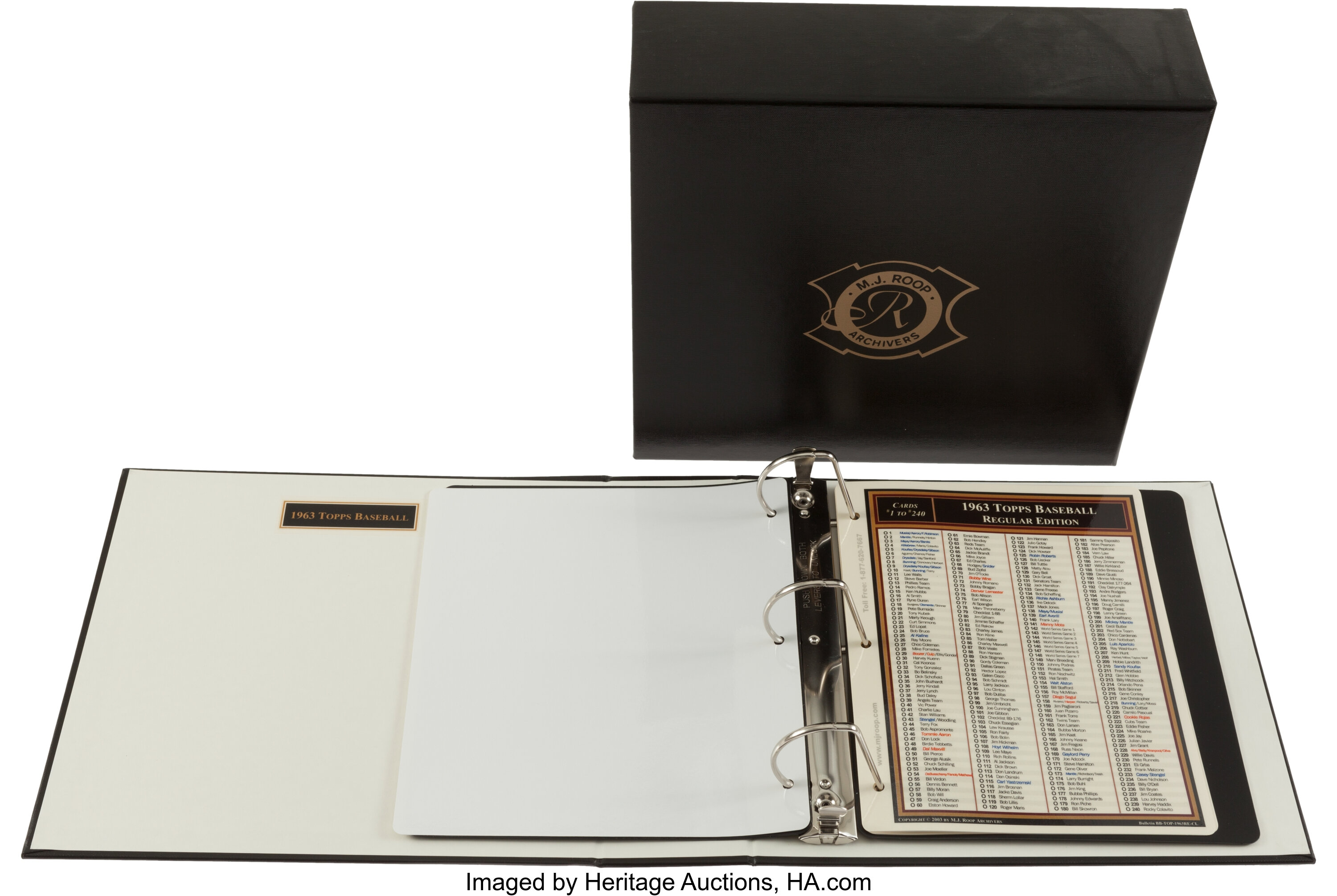 M.J. Roop Custom Binder & Slipcase for 1963 Topps Baseball. ... | Lot ...