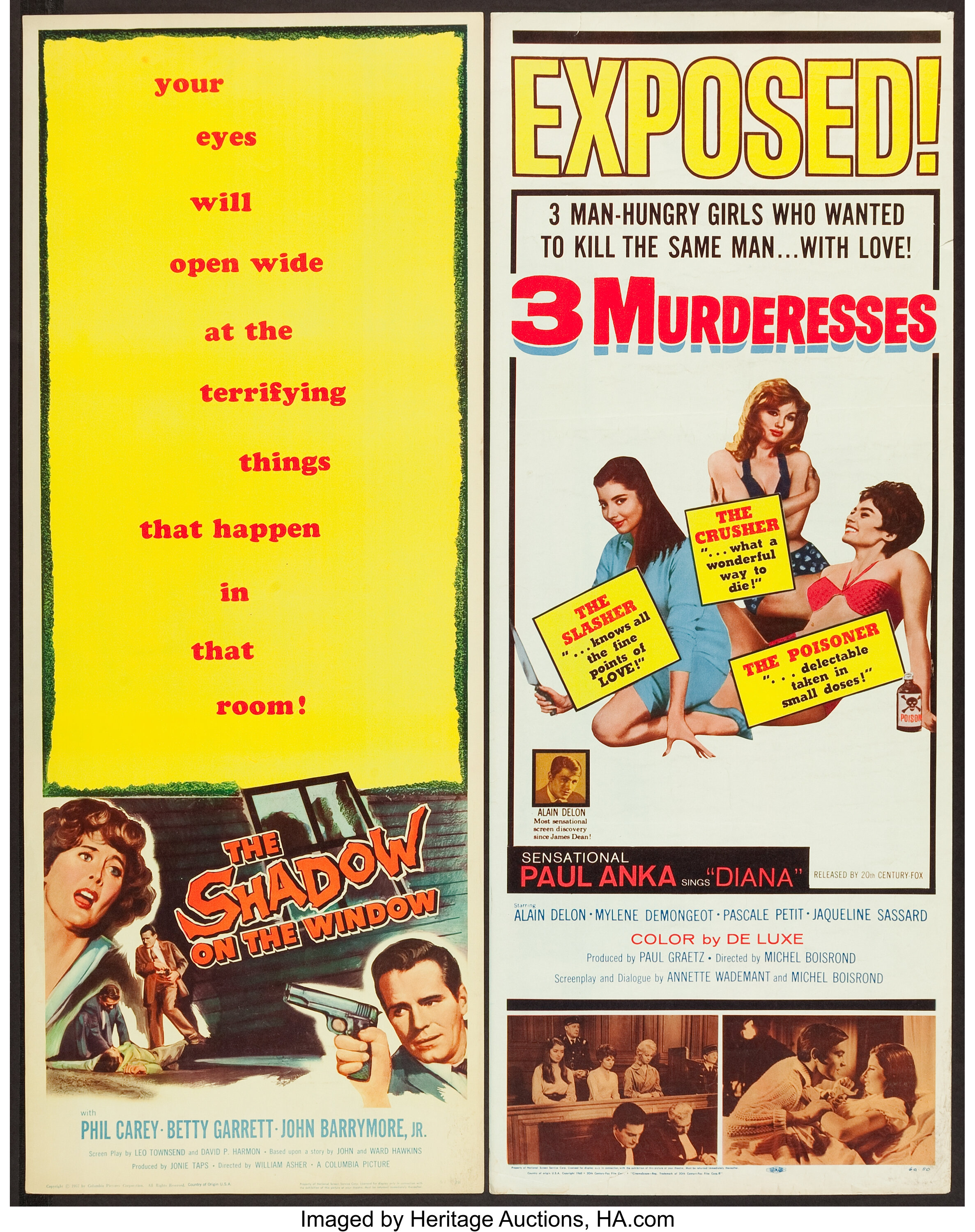 Three Murderesses & Others Lot (20th Century Fox, 1960). Inserts | Lot ...