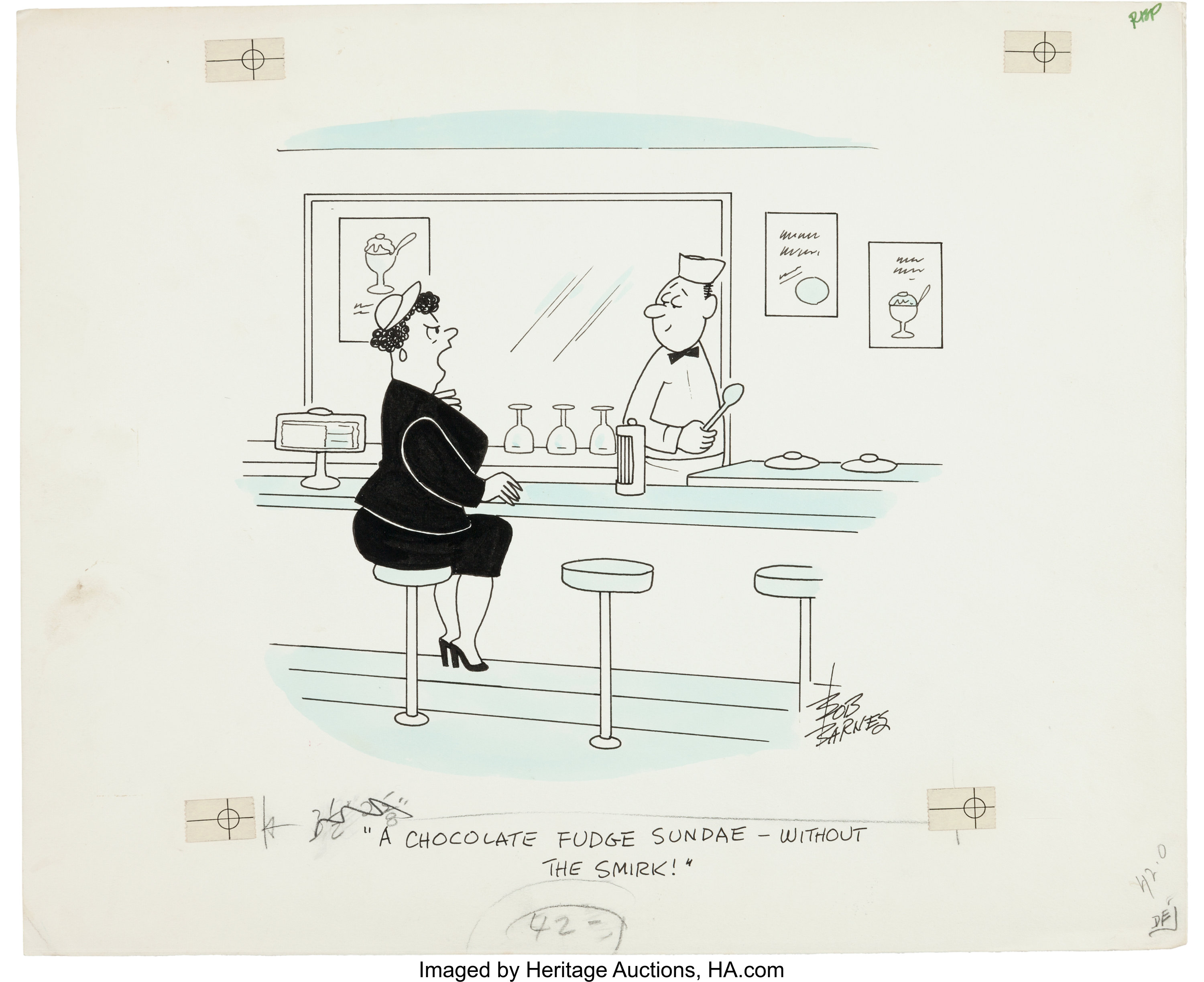 Bob Barnes Magazine Cartoon Illustration Original Art Group | Lot ...