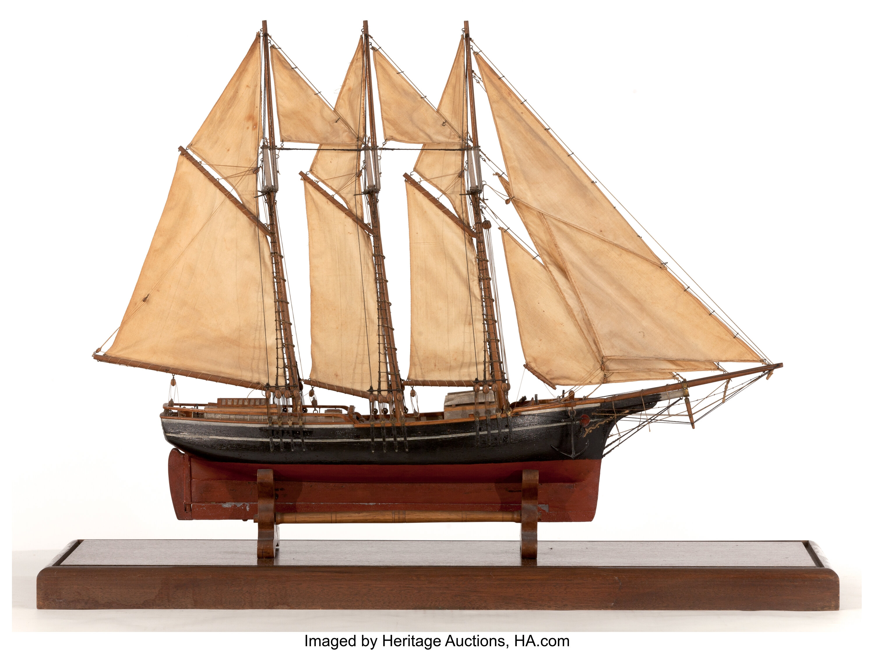 A SAILOR'S SHIP MODEL OF A THREE MASTED MERCHANT VESSEL. American | Lot ...