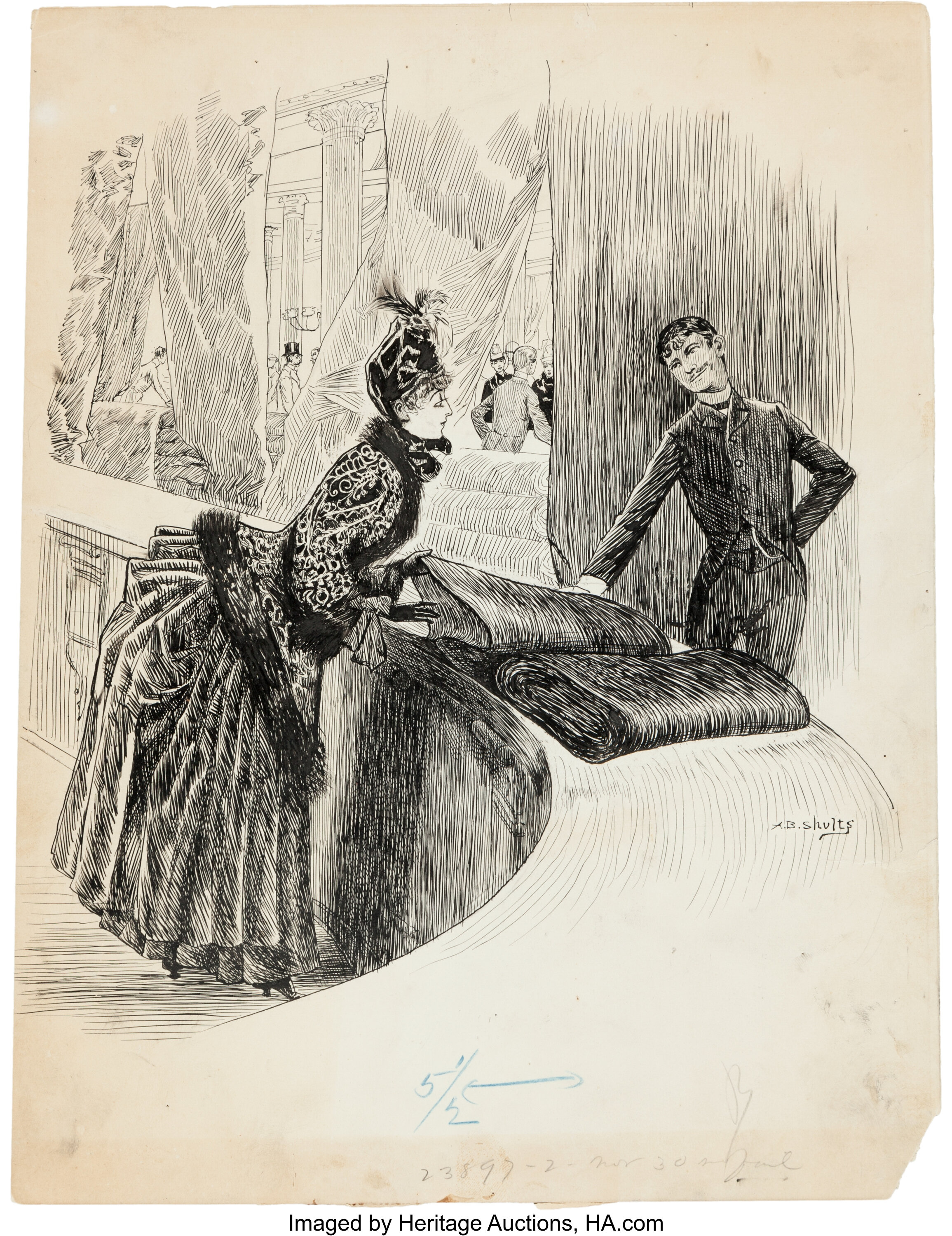 A. B. Shults Illustration Original Art (c. 1890).... Original Comic ...