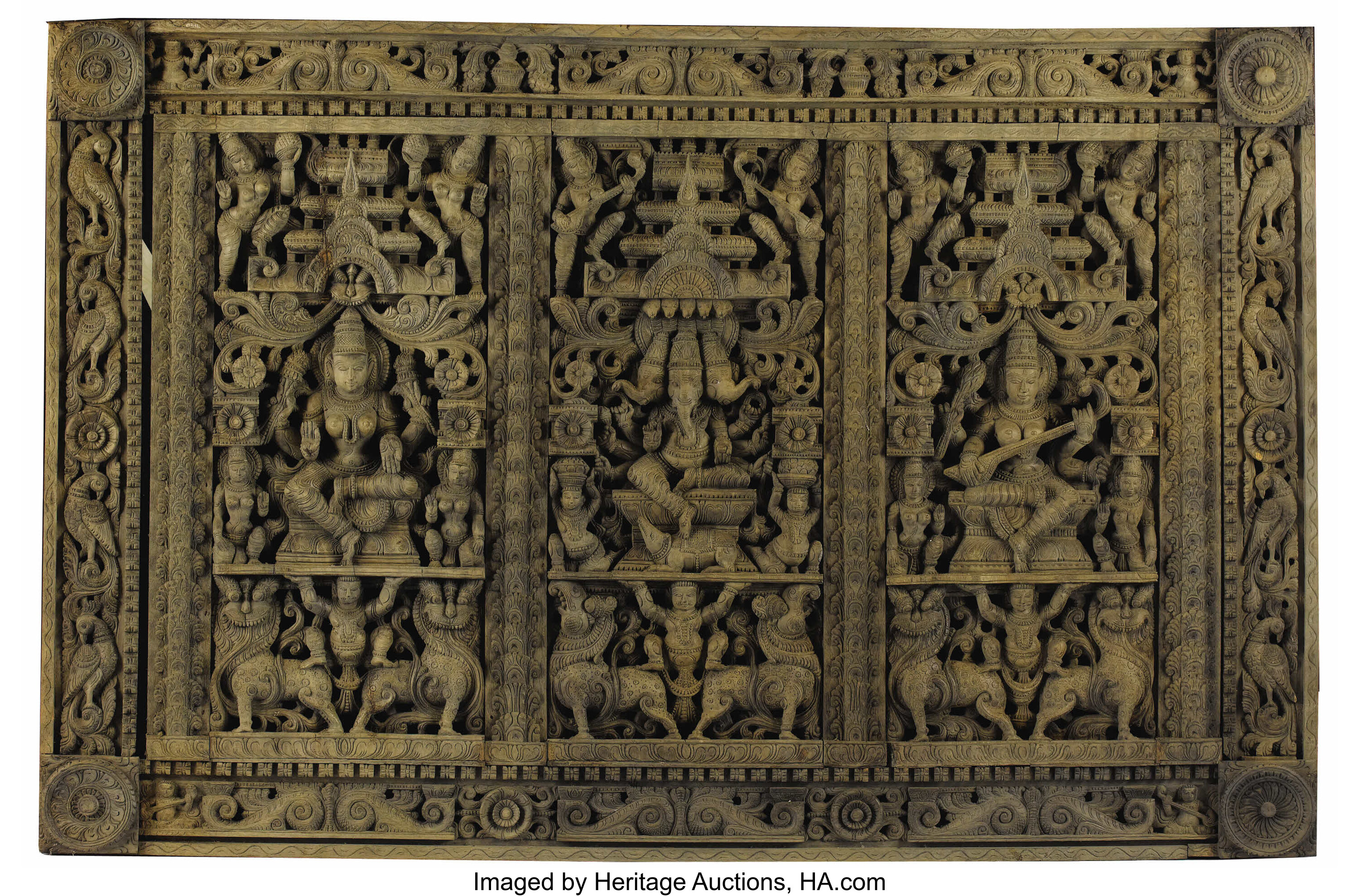 An Indian Carved Wooden Panel. Unknown maker, Indian. 20th century ...