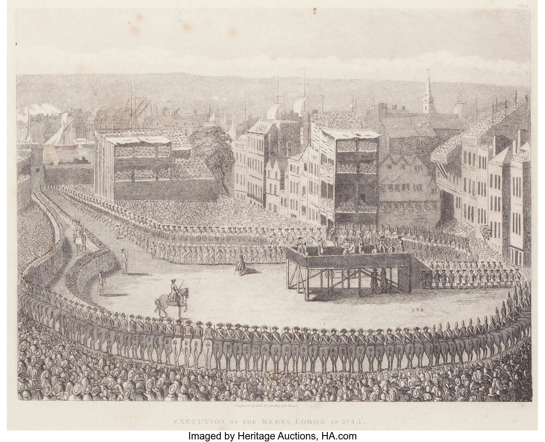 AN ENGLISH PRINT AND PHOTOGRAPH OF AN ENGLISH COURTROOM: EXECUTION ...