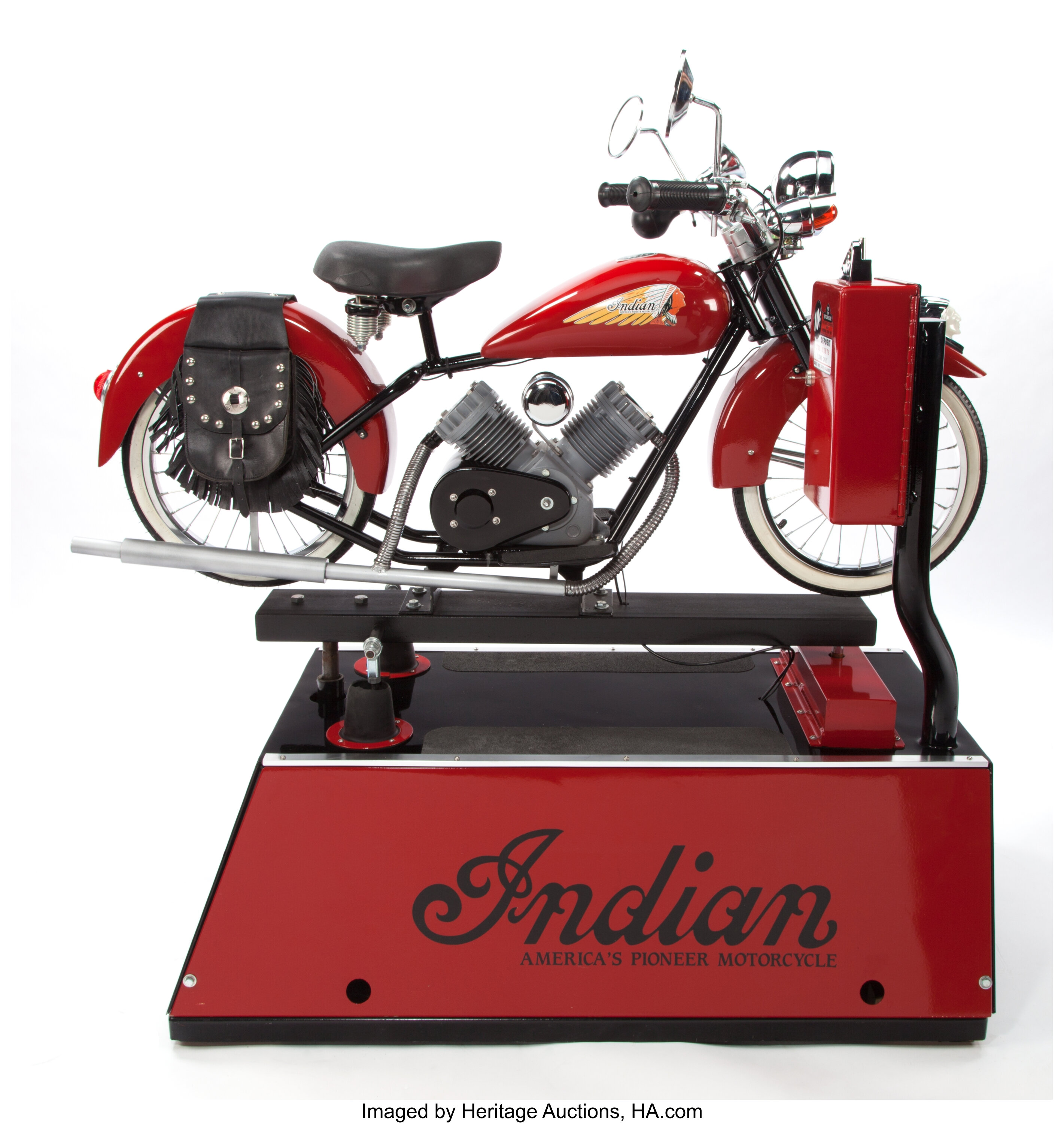 COIN OPERATED "INDIAN MOTORCYCLE" RIDE . 20th century. 53 x 28 x 54 ...