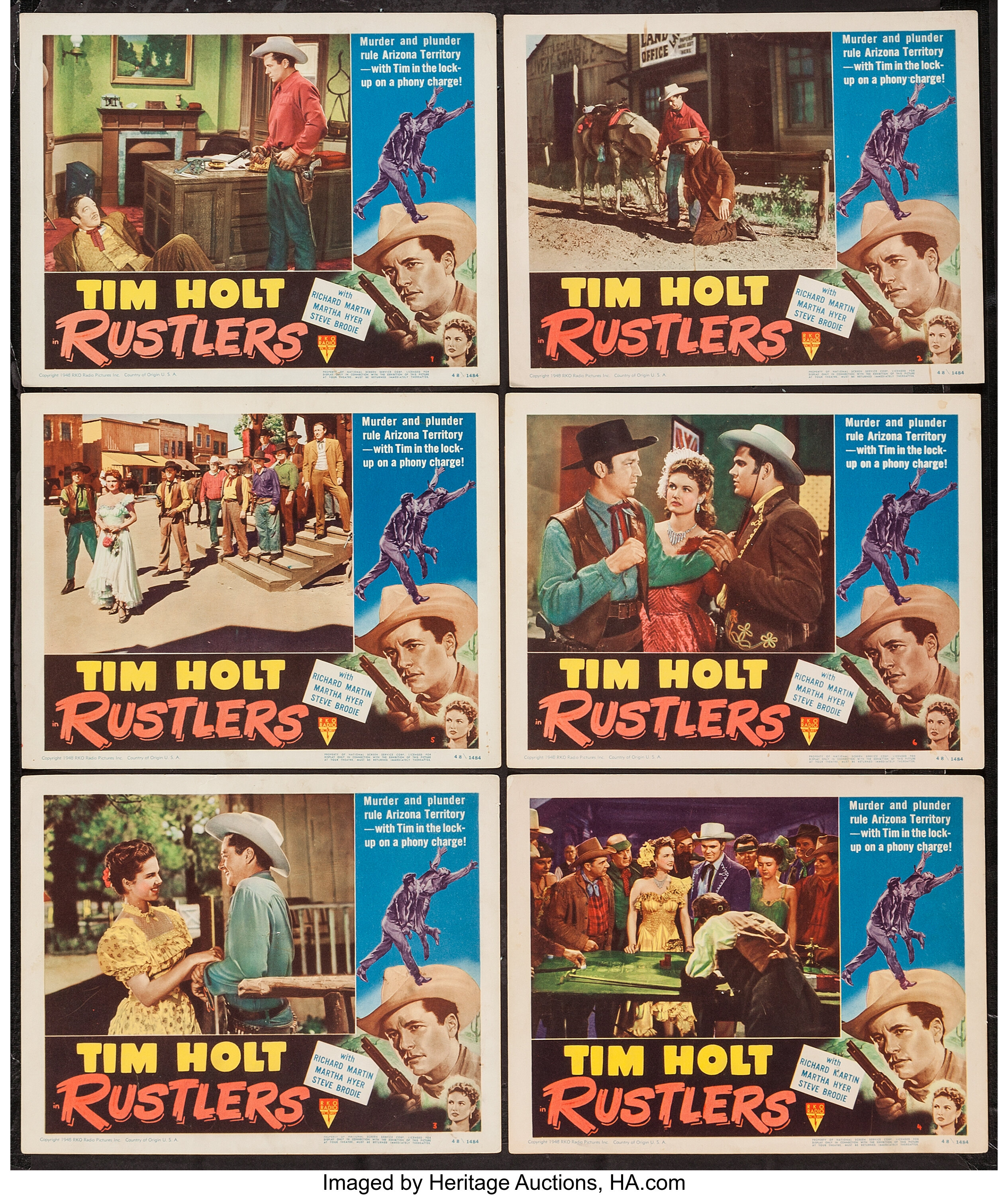 Rustlers (RKO, 1948). Lobby Cards (6) (11" X 14"). Western.. ... | Lot ...