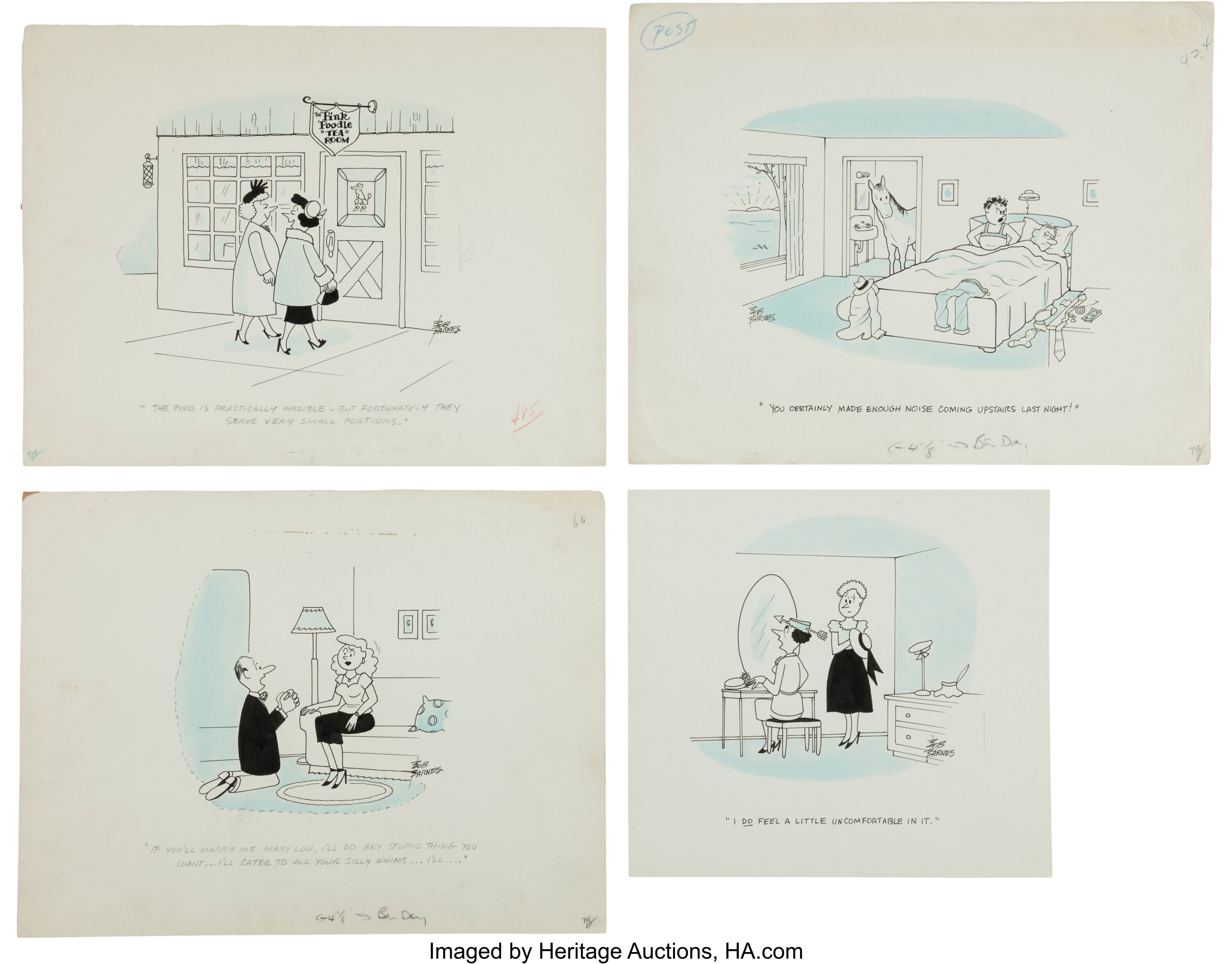 Bob Barnes One-Panel Gag Strips Original Art Group (undated ...
