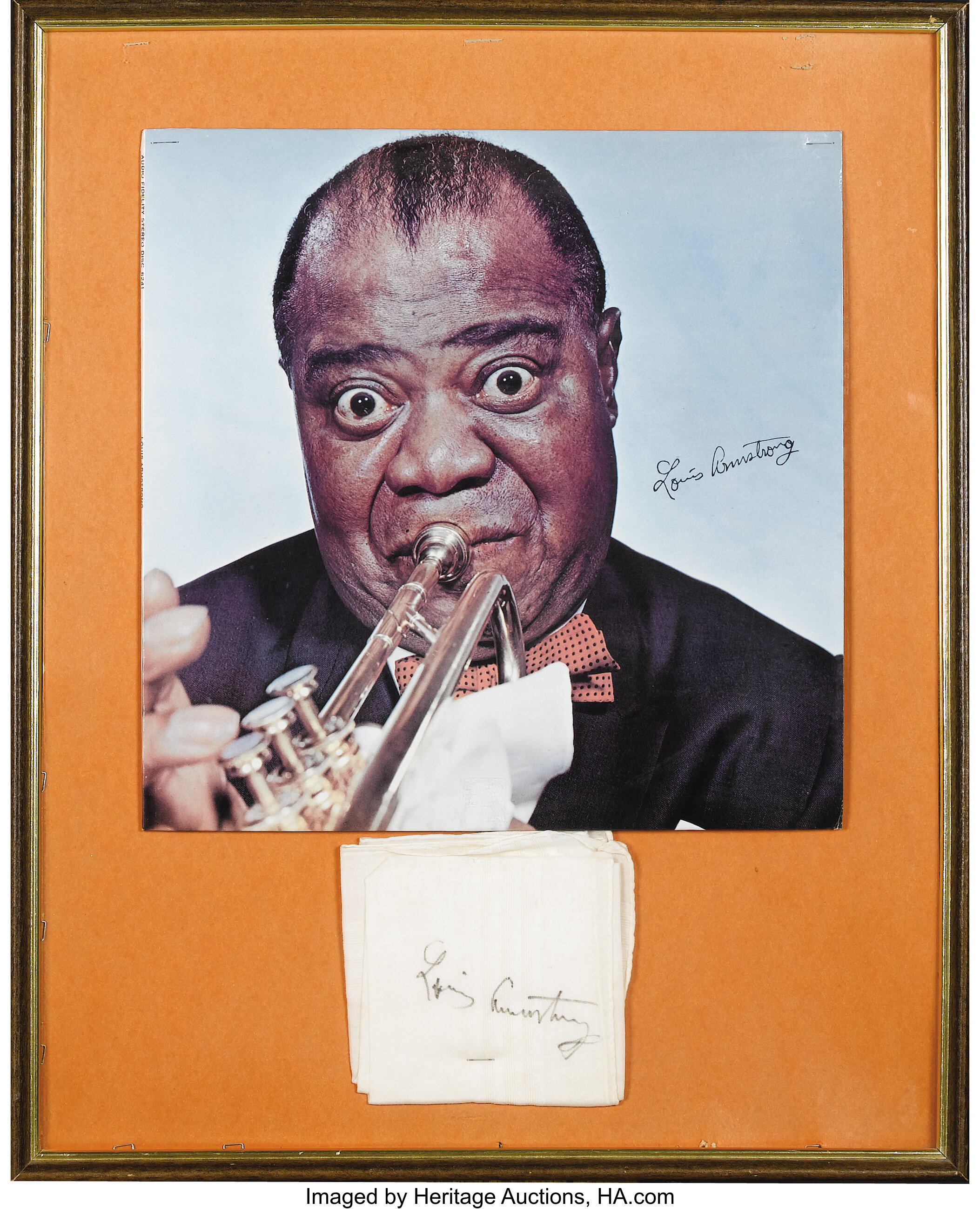 Louis Armstrong Signed Handkerchief. A white silk handkerchief | Lot ...