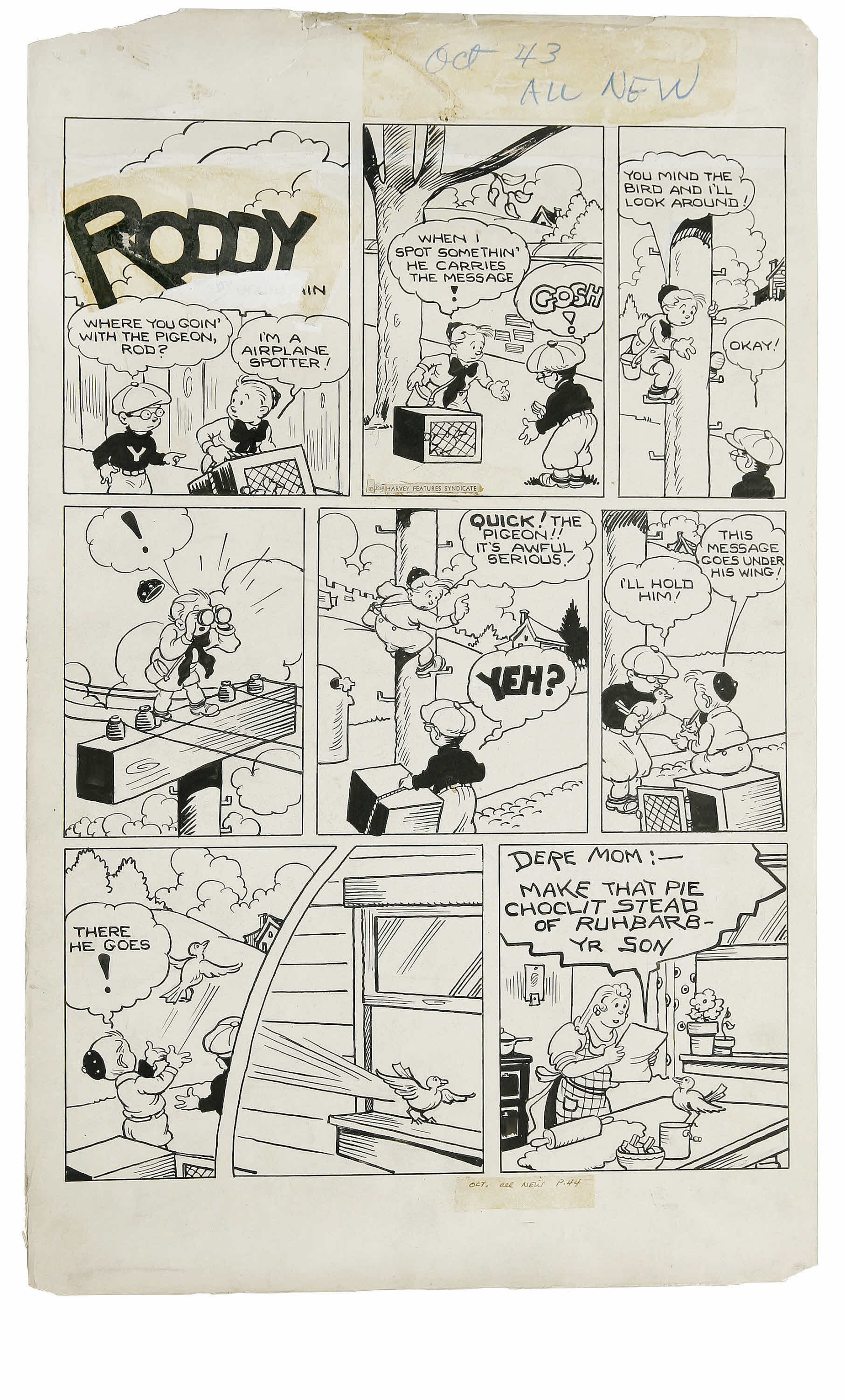 Jourdain - All-New Comics #5 Complete 1-page "Roddy" Story Original ...