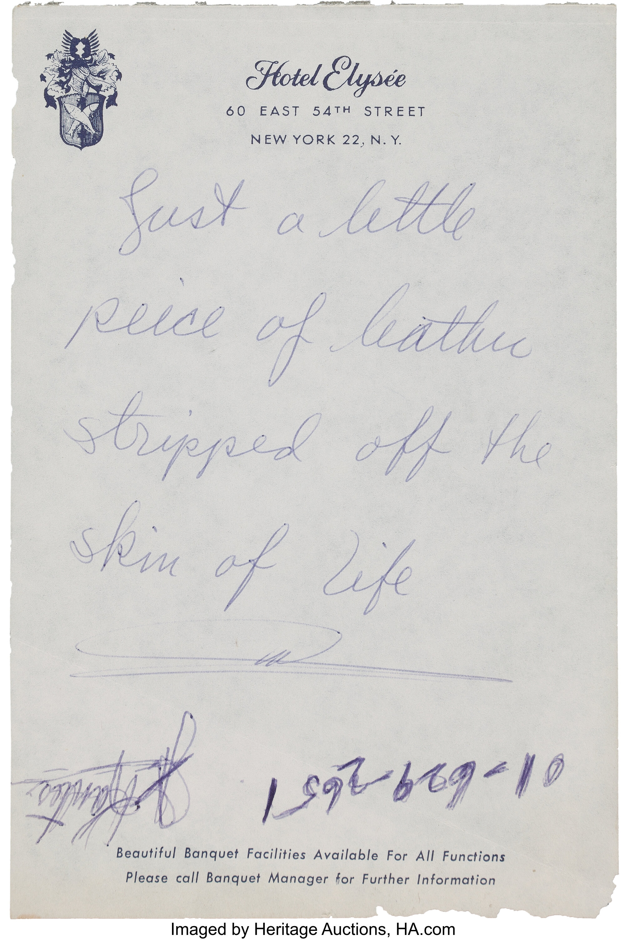 A Marlon Brando Handwritten Note, Circa 1950s.... Movie/TV | Lot #46017 ...