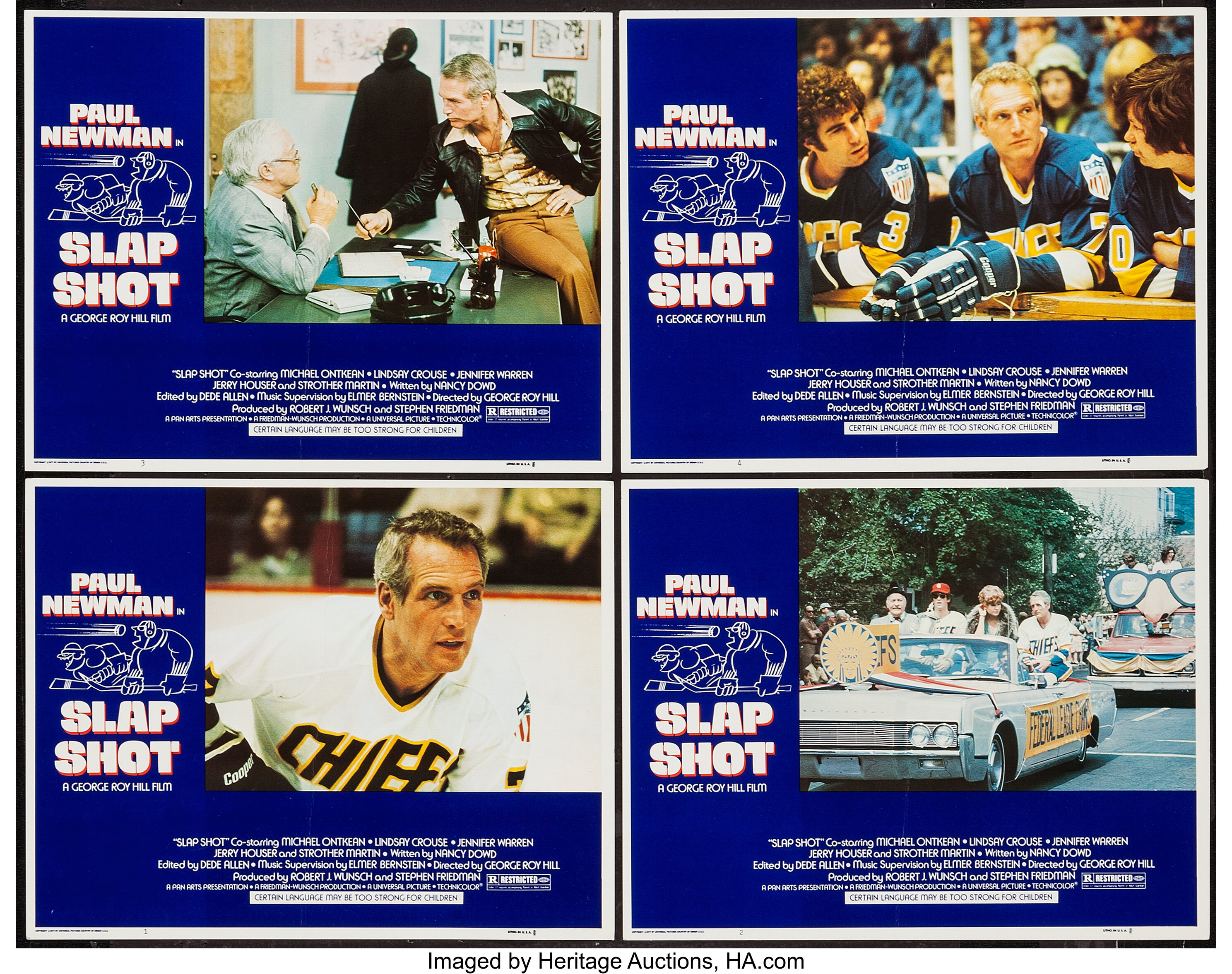 Slap Shot (Universal, 1977). Lobby Card Set of 4 (11" X 14"). | Lot ...