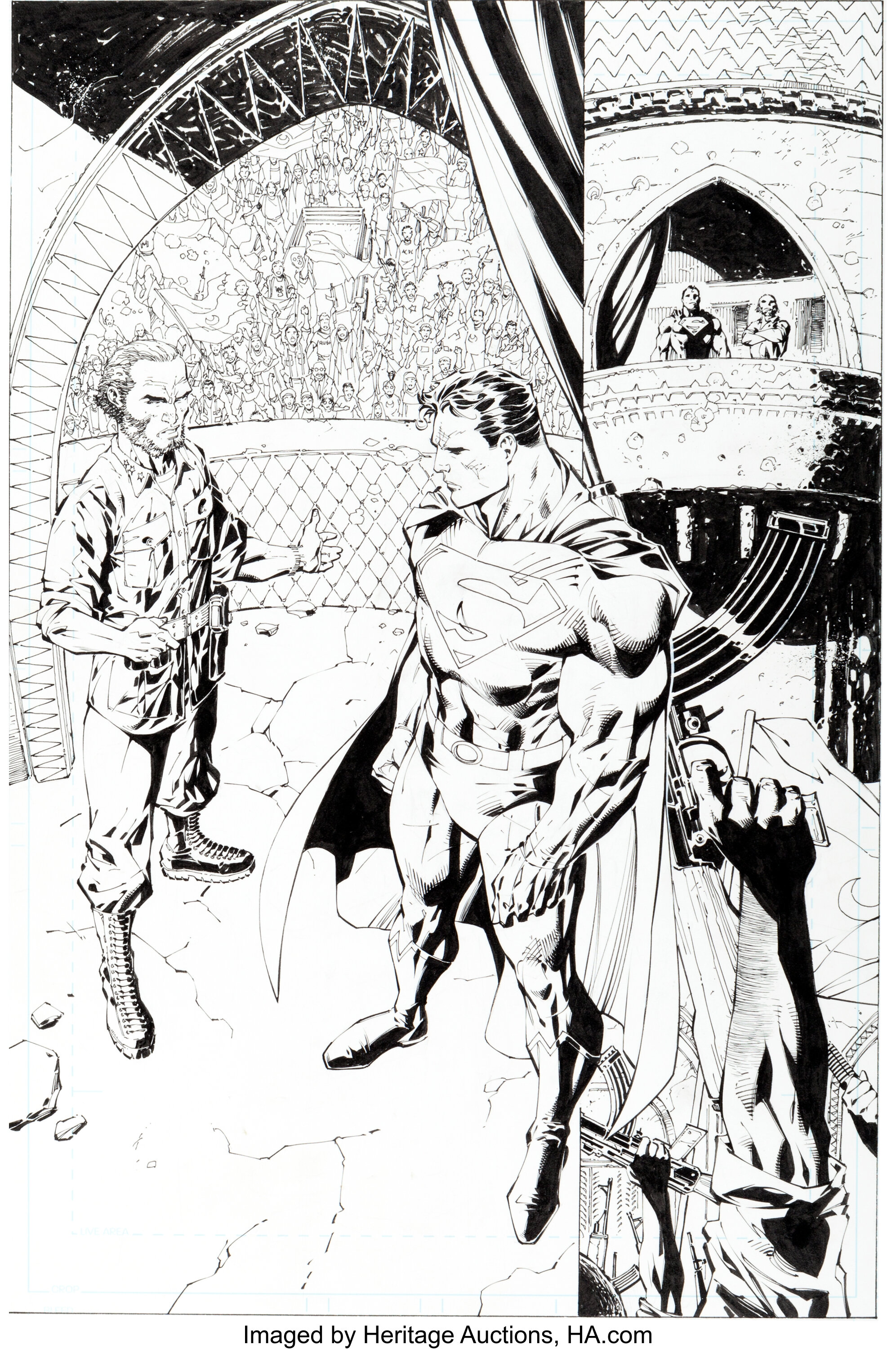 Jim Lee and Scott Williams Superman #206 Splash Page 12 Original | Lot ...