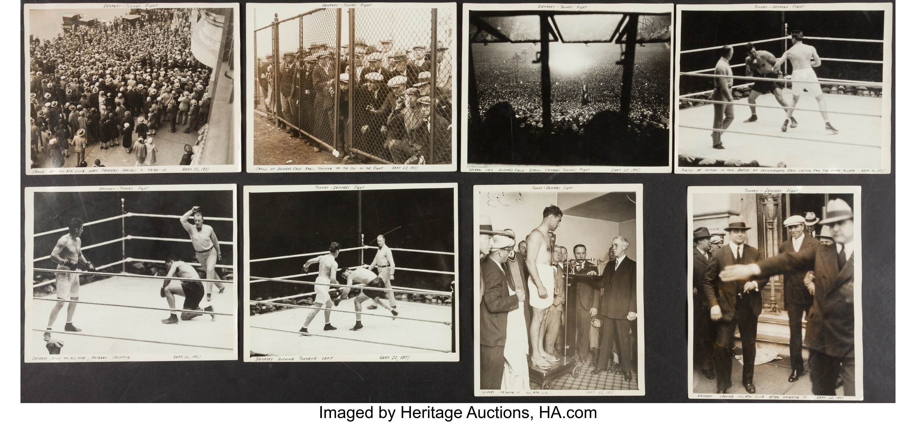 1927 Dempsey Vs. Tunney Original Photographs Lot of 8.... Boxing | Lot ...