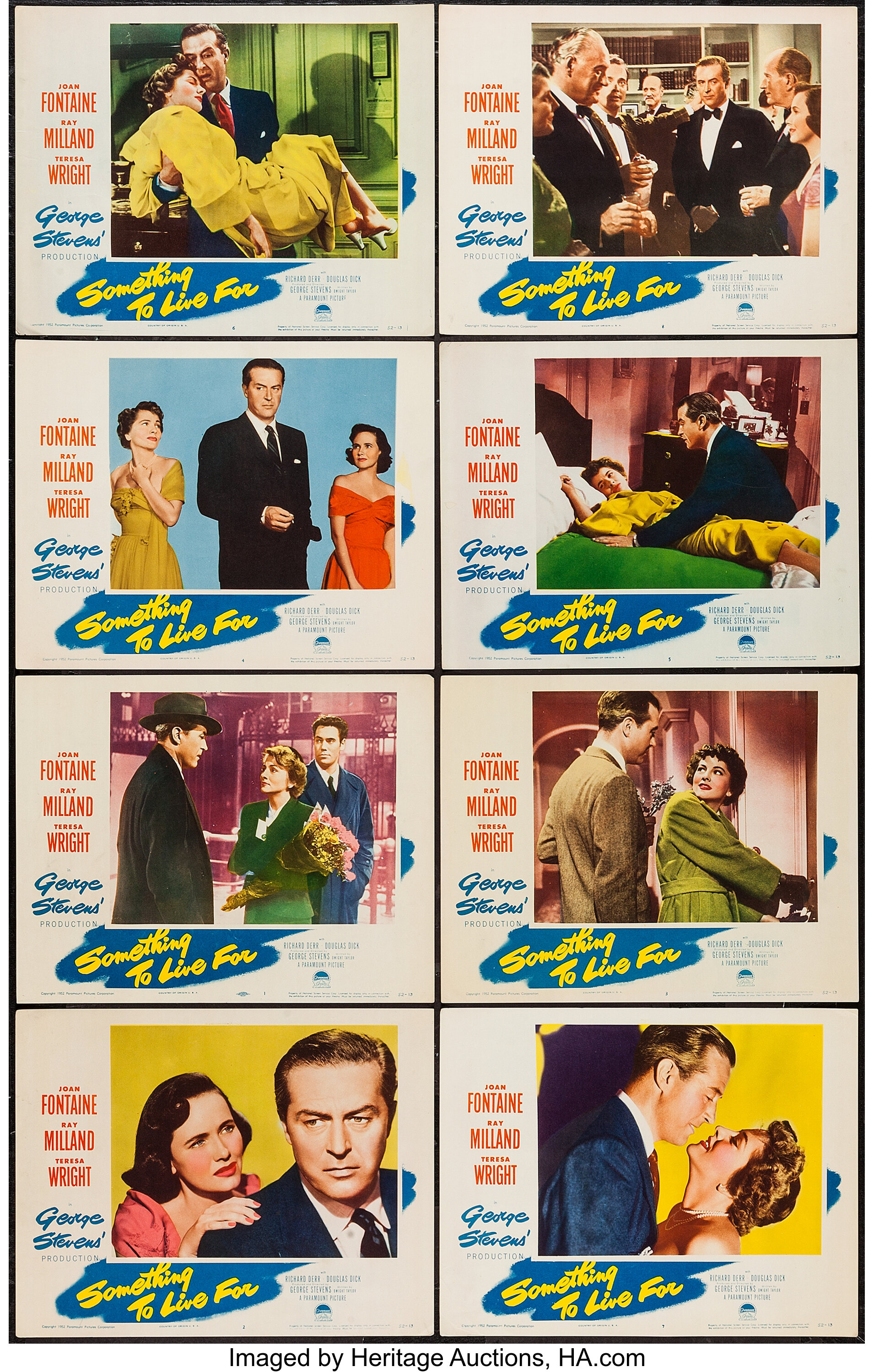 Something to Live For (Paramount, 1952). Lobby Card Set of 8 (11" X ...