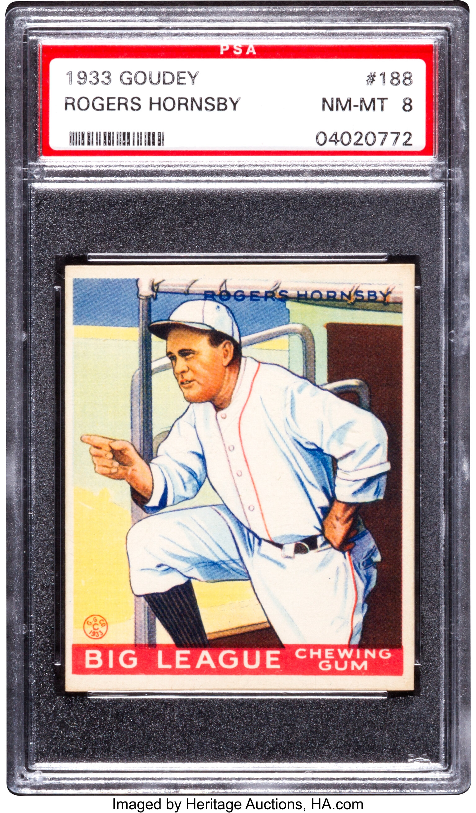 1933 Goudey Rogers Hornsby #188 PSA NM-MT 8.... Baseball Cards | Lot ...