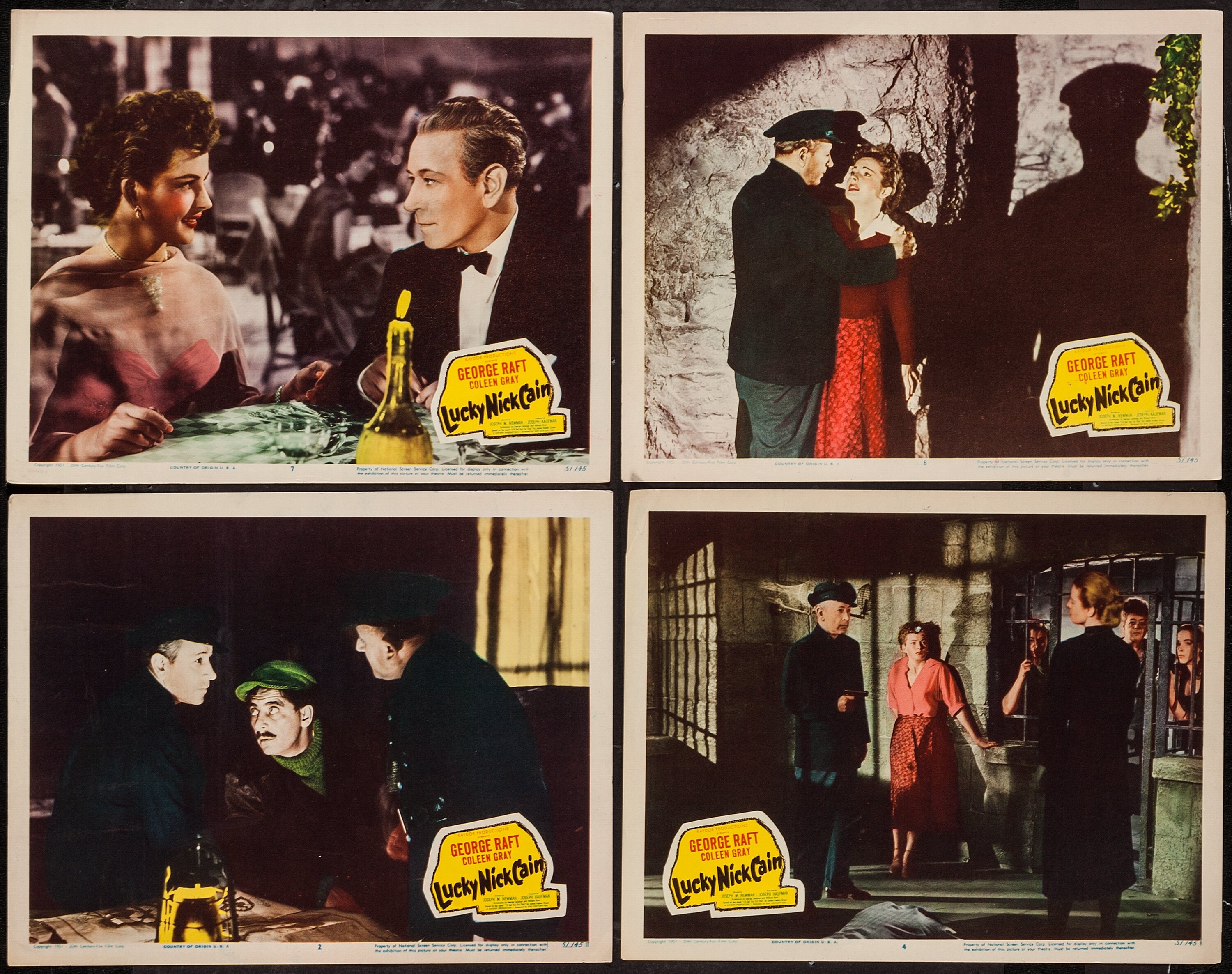 Lucky Nick Cain (20th Century Fox, 1951). Lobby Cards (4) (11" X | Lot ...