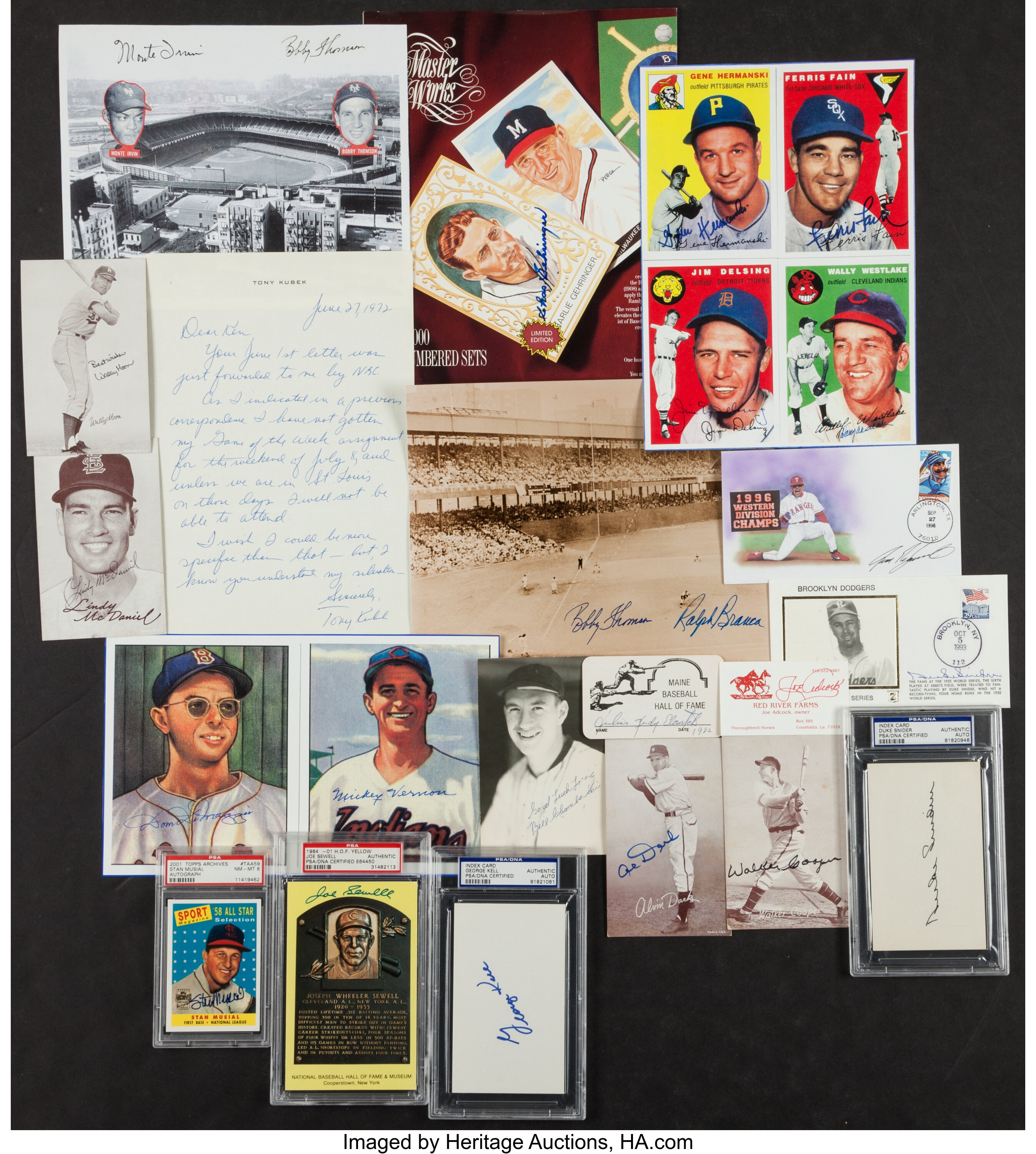 Baseball Greats Signed Photos, Index Cards, And First Day Covers. | Lot ...