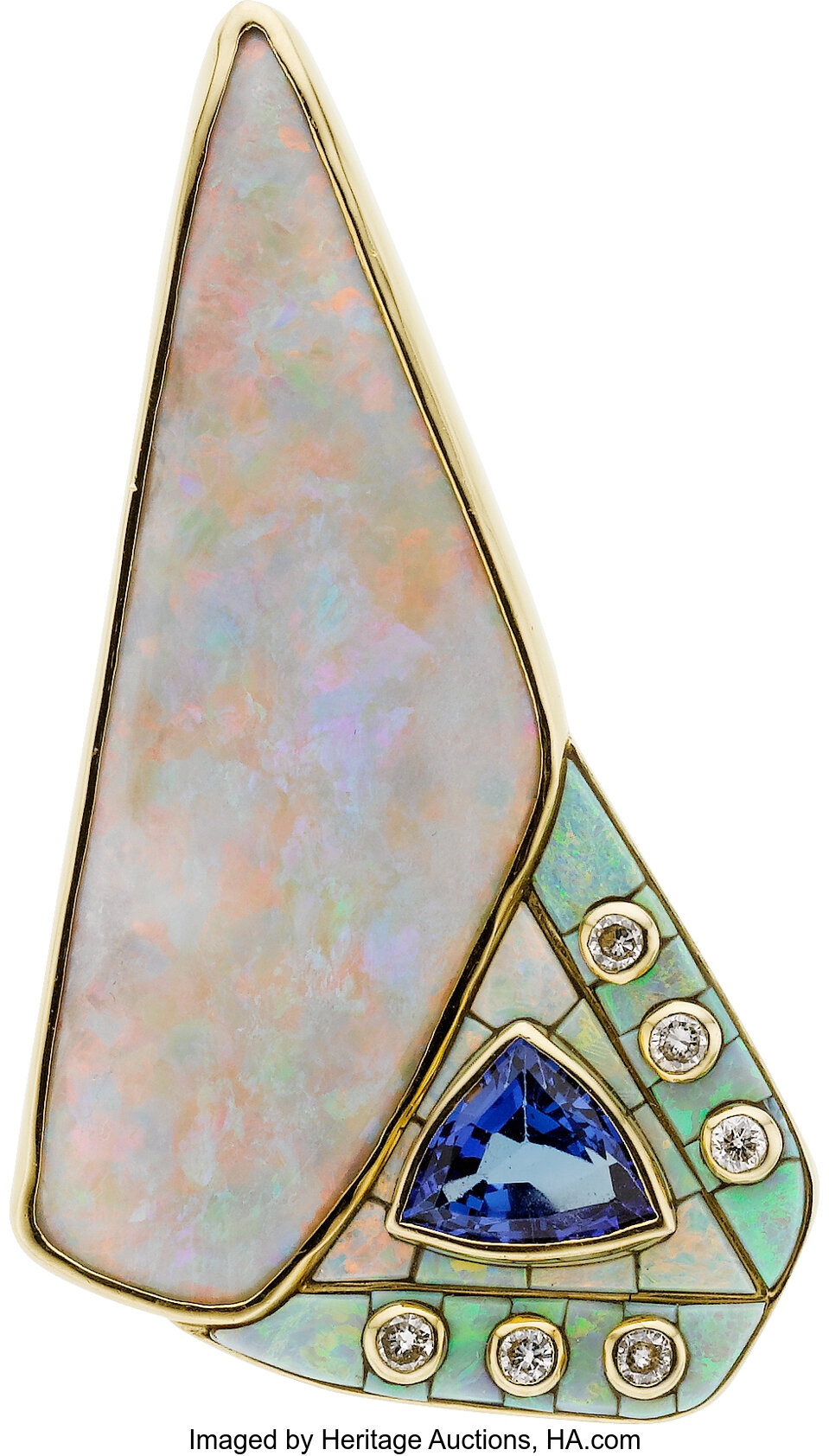 Opal, Tanzanite, Diamond, Gold Pendant, David R. Freeland Jr ...