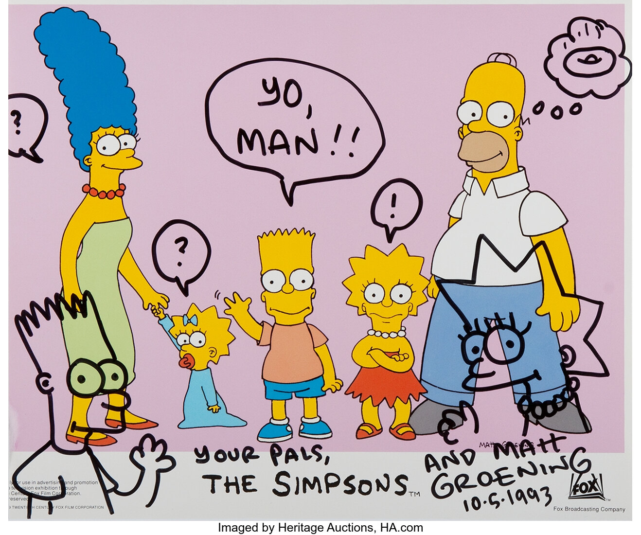 Matt Groening, American Cartoonist and Producer. Signed and | Lot ...