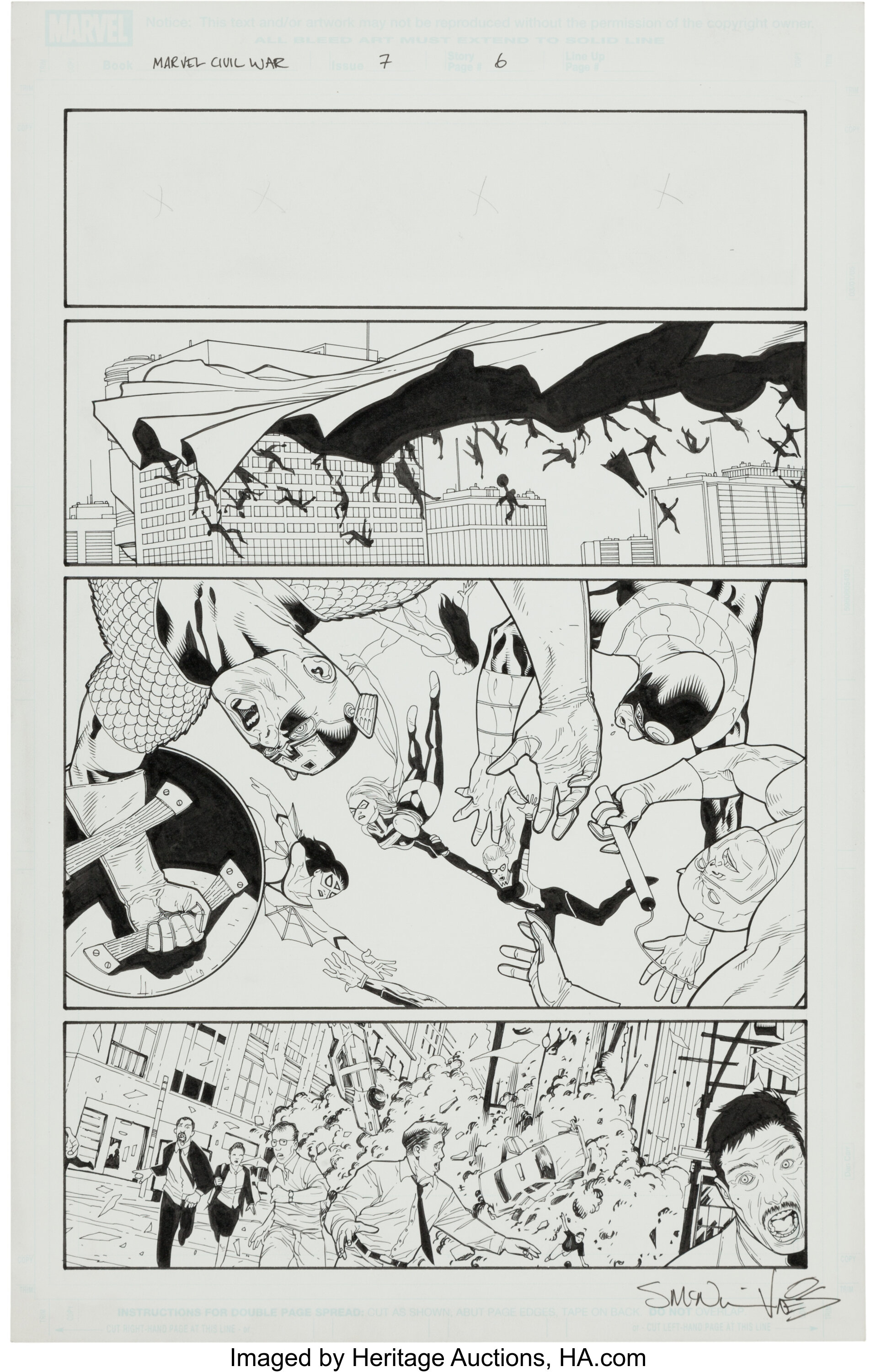 Steve McNiven and Dexter Vines Civil War #7 page 6 Original Art | Lot ...