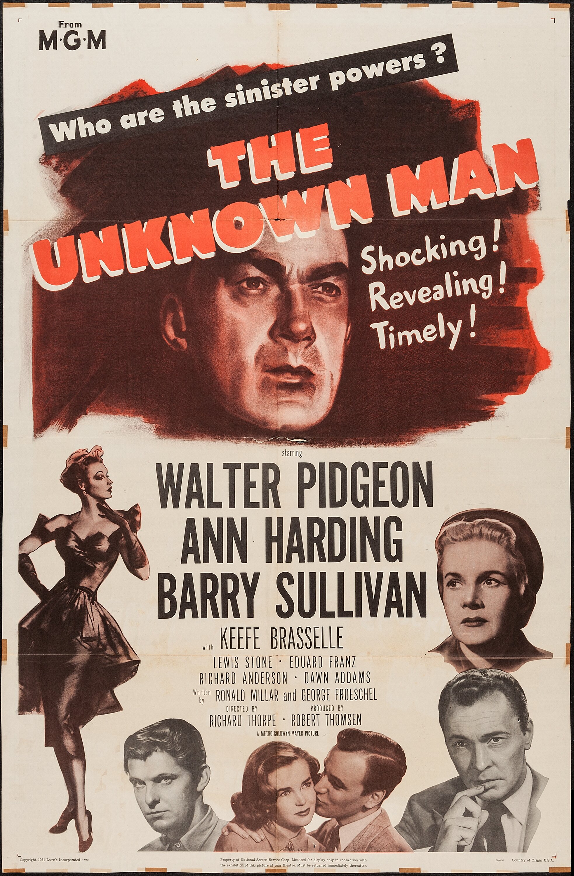 The Unknown Man (MGM, 1951). Trimmed One Sheet (26.5" X 40.5"). | Lot ...
