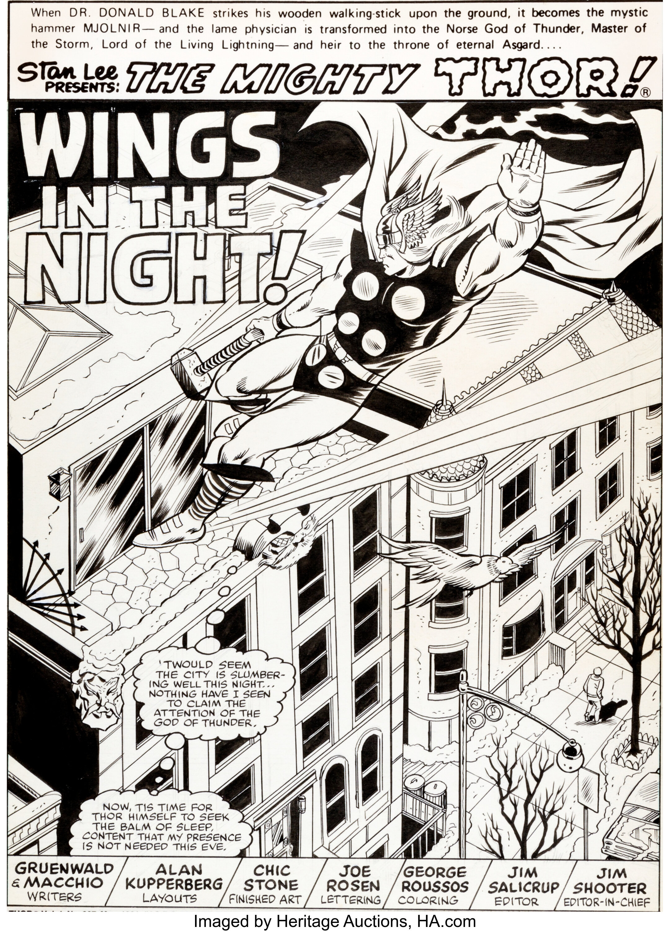 Alan Kupperberg and Chic Stone Thor #307 Splash Page 1 Original Art ...